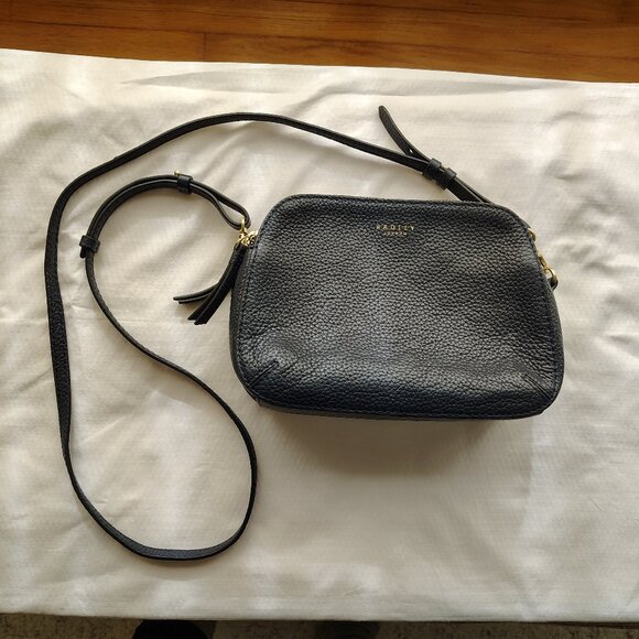 RADLEY LONDON | Bags | Radley London Navy Blue Crossbody Bag Satin Gold ...